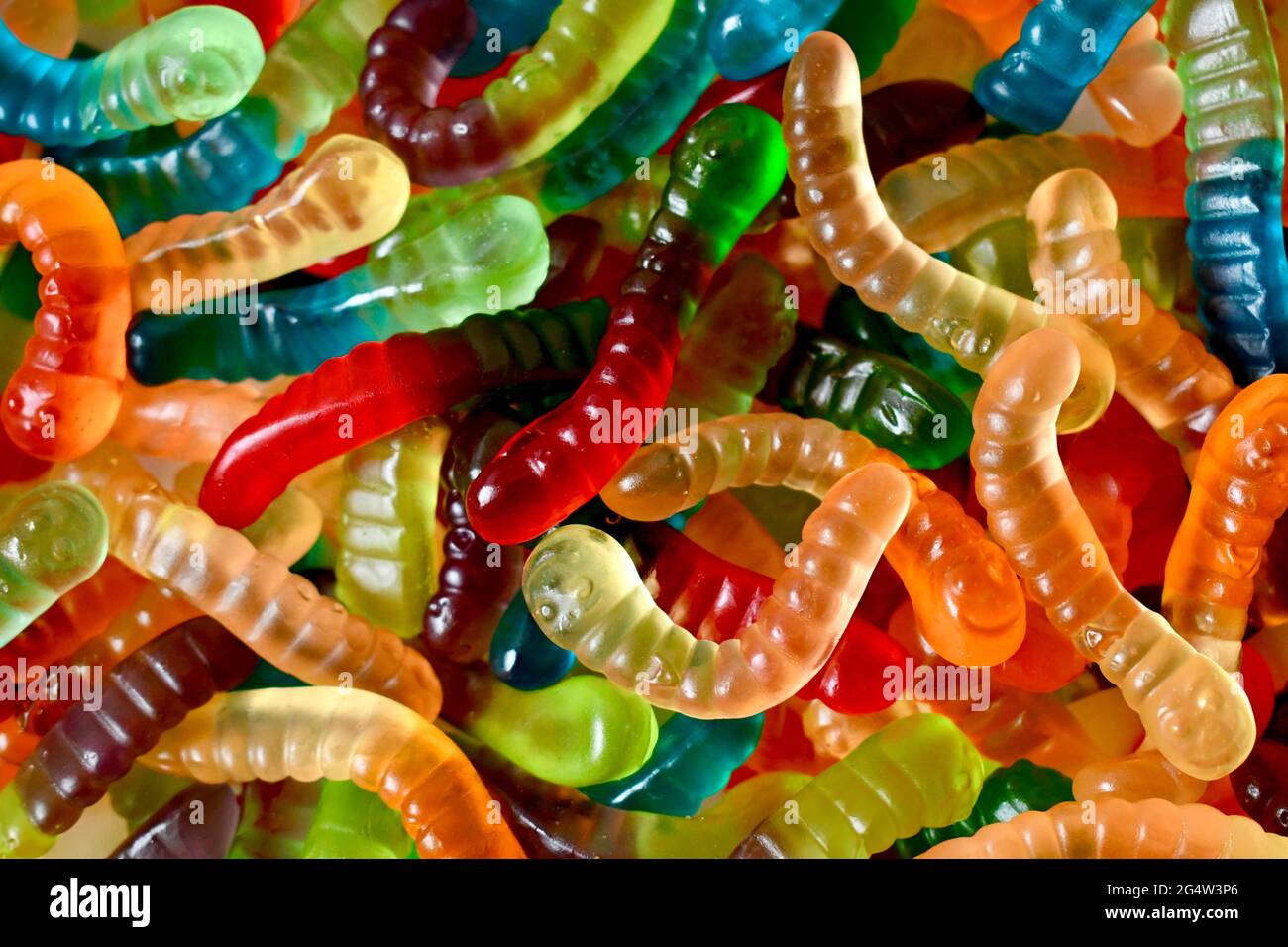 Full frame of colorful gummy worms Stock Photo - Alamy