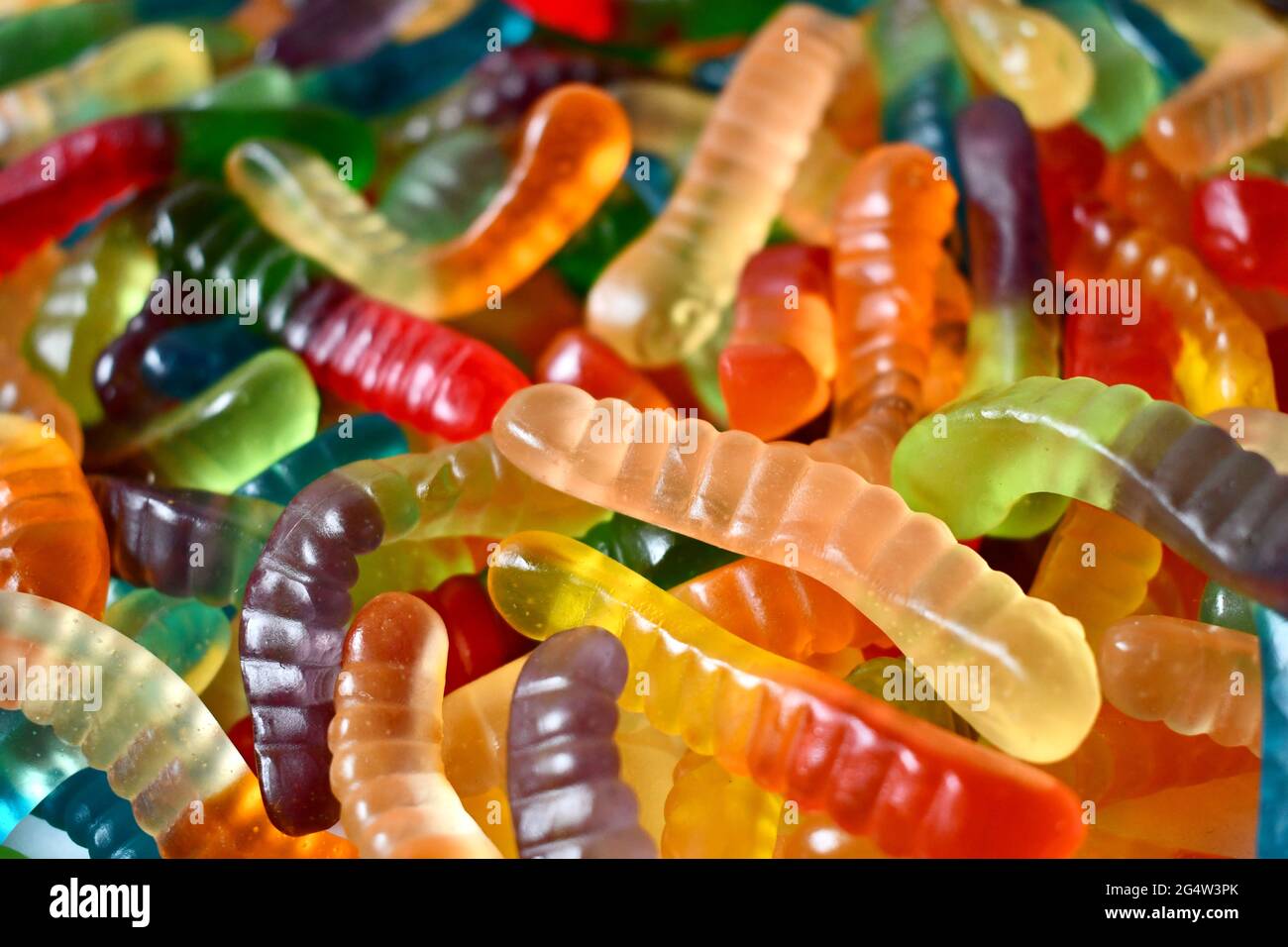 Full frame of colorful gummy worms Stock Photo - Alamy