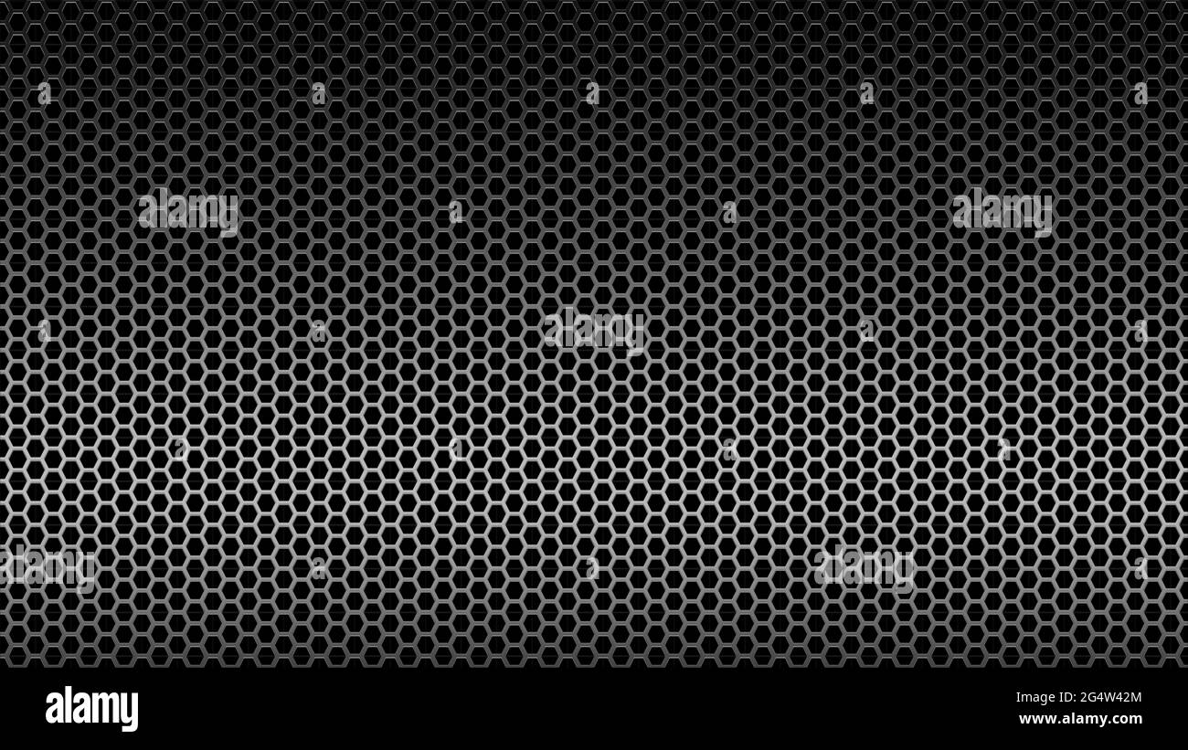 2D illustration of a metallic silver grid with textures of black ...