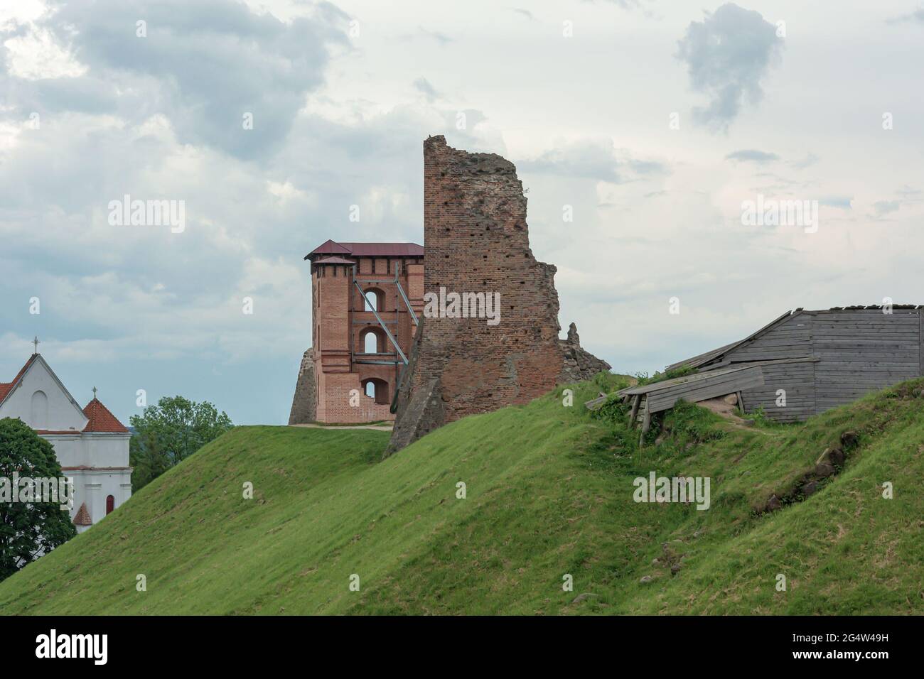 Remains of the ruins of an old fortress (Novogrudok, Belarus). Stock ...