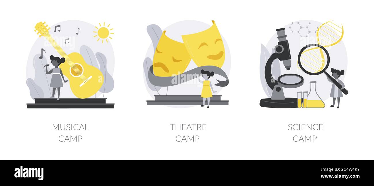 Summer vacation camps abstract concept vector illustrations Stock ...