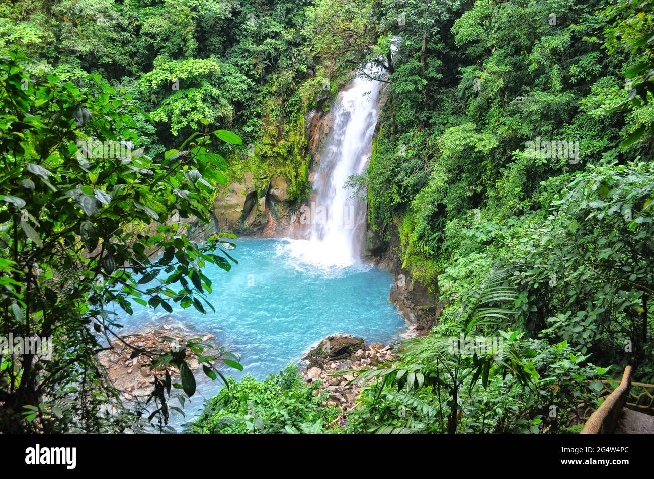 Glorious scenery of a waterfall in the Tenorio Volcano National Park in ...