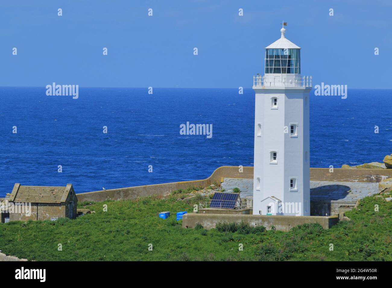 Godrevy Lighthouse,built by Trinity House in 1859 marking a dangerous ...