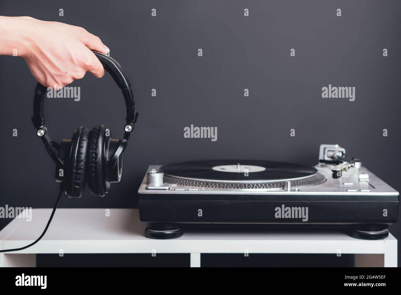 male hands use turntable. music lover Stock Photo - Alamy