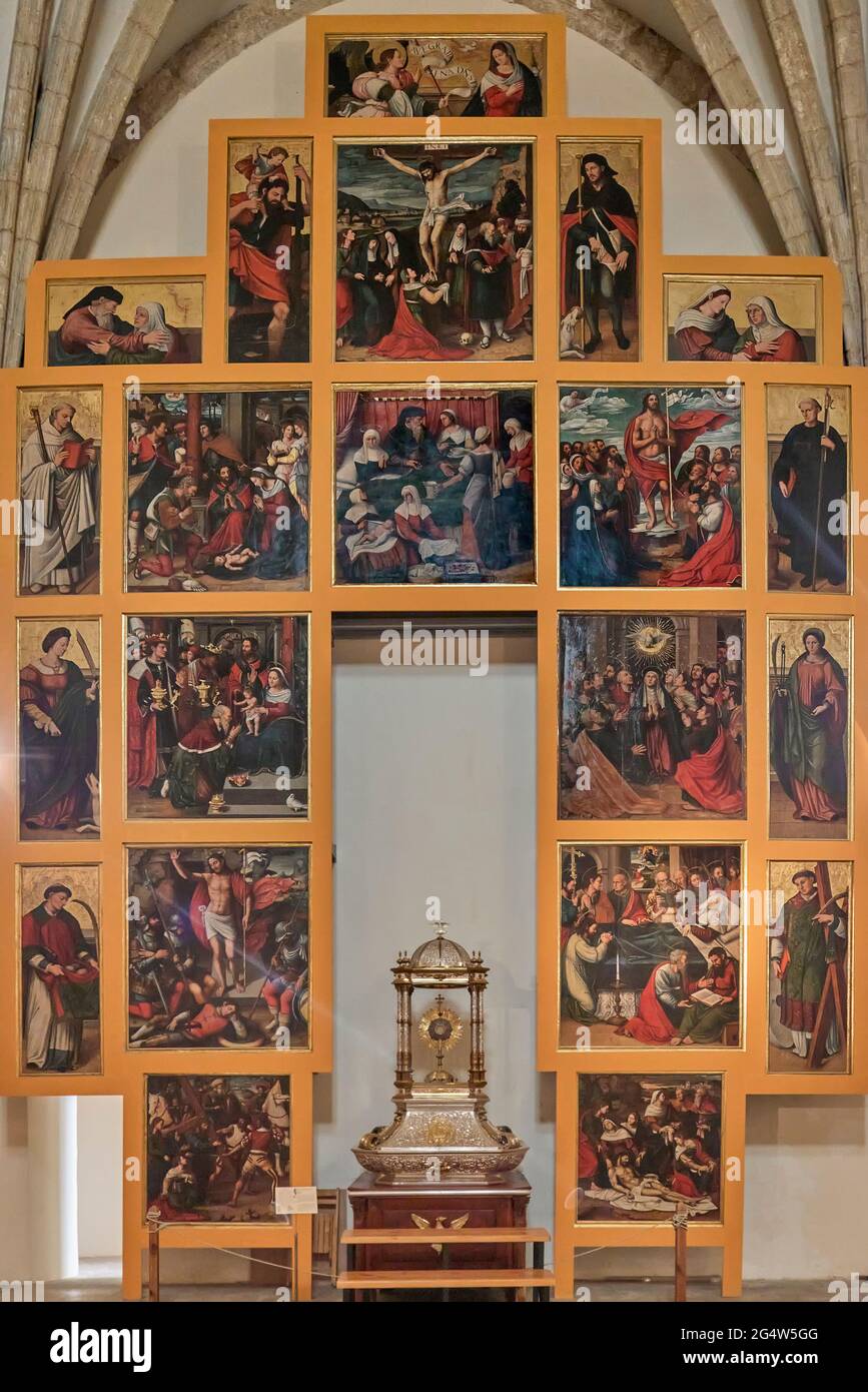 Ancient main altarpiece of the life of Christ and the Virgin from the ...