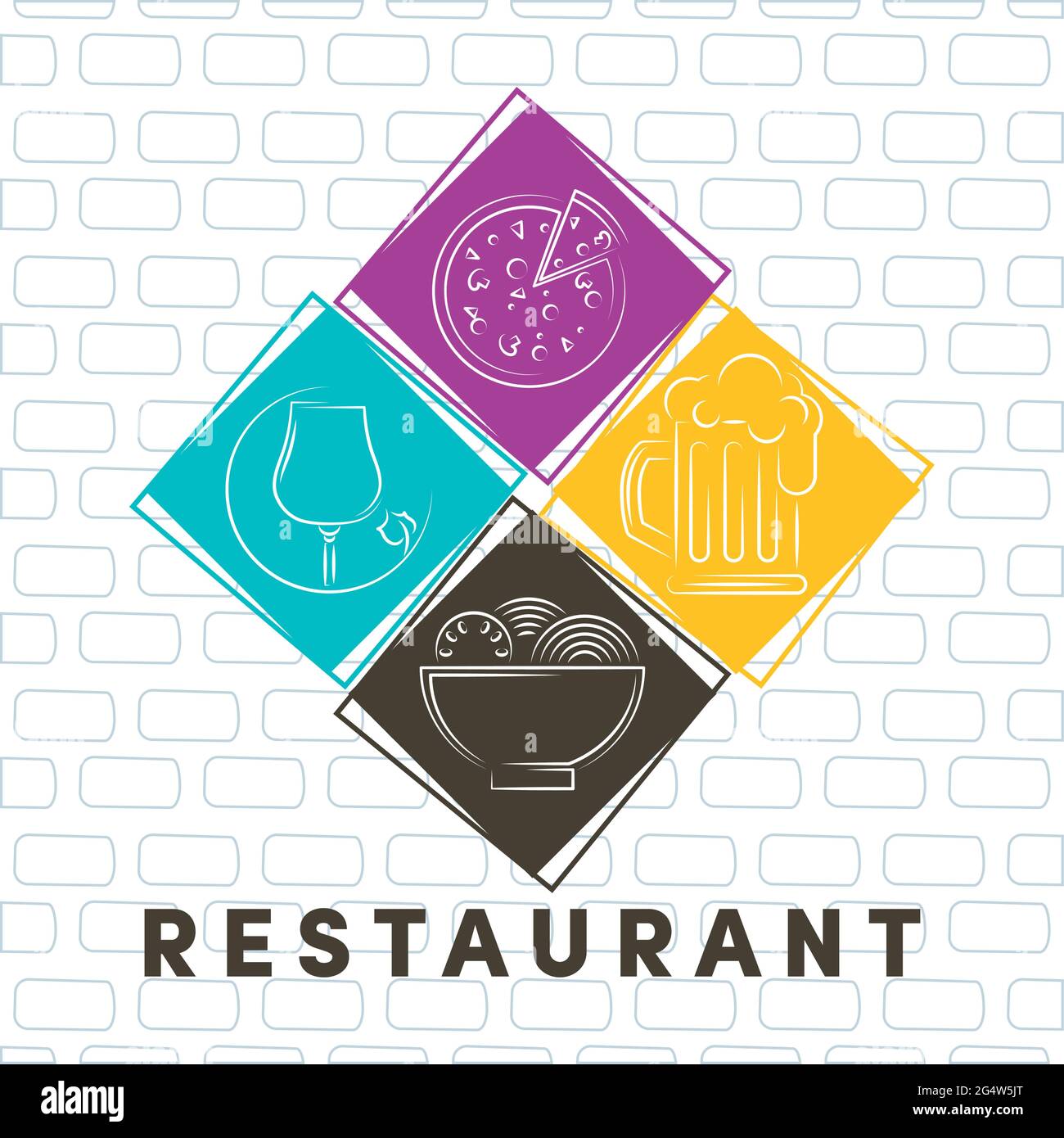 restaurant poster with food icon set frames Stock Vector Image & Art ...