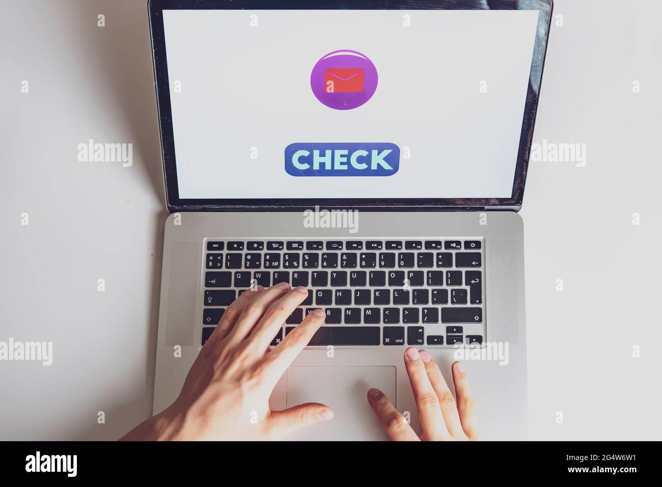 checking male on the laptop Stock Photo - Alamy
