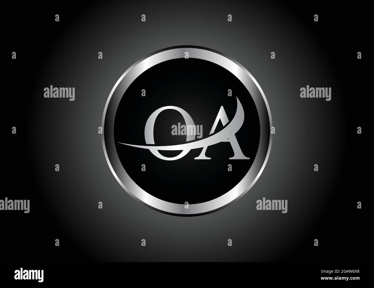 silver letter OA metal combination alphabet logo icon design with grey ...