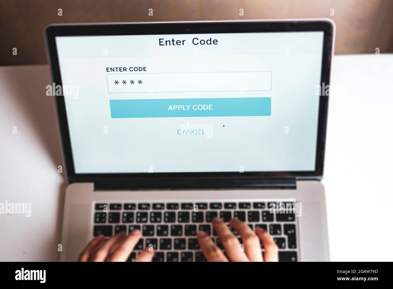 person enter security code on his device Stock Photo - Alamy