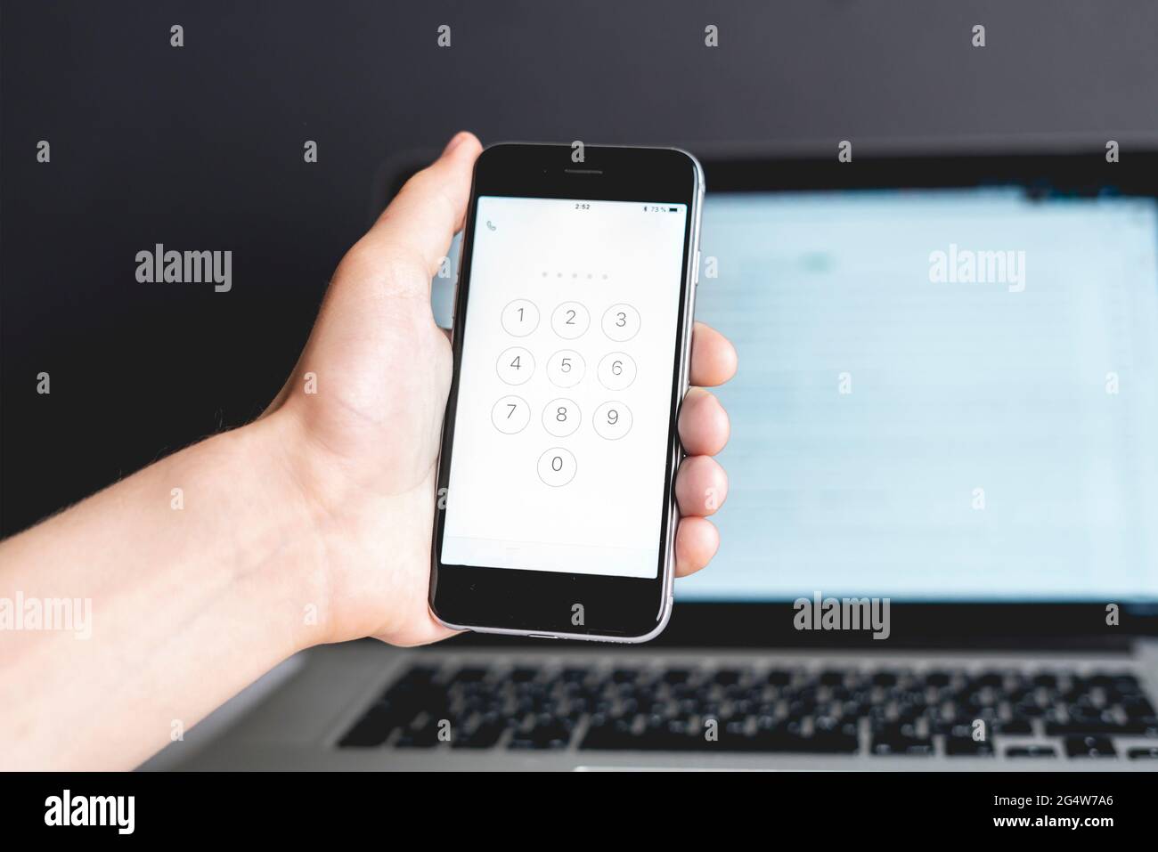 person enter security code on his device Stock Photo - Alamy