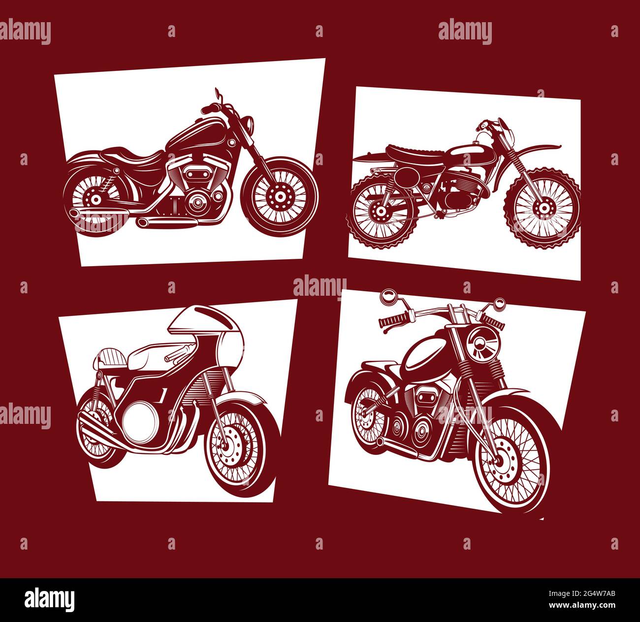 motorcycle labels icon collection, on red background Stock Vector Image ...