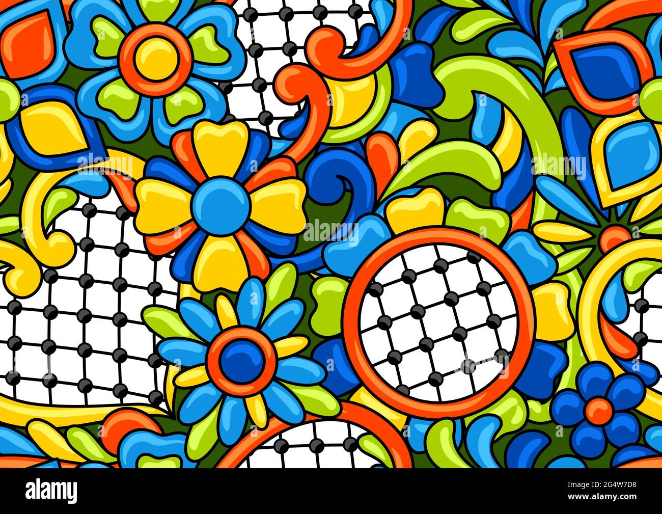 Mexican talavera seamless pattern. Decorative background with ...