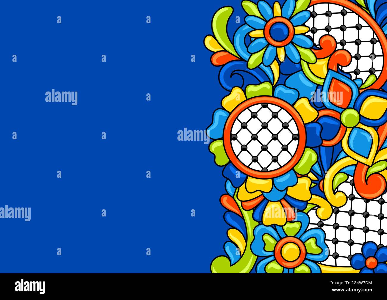 Background with mexican talavera pattern. Decoration with ornamental ...