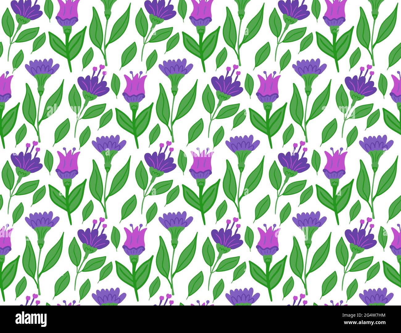 Purple flowers seamless pattern. Floral repeating texture. Vector ...