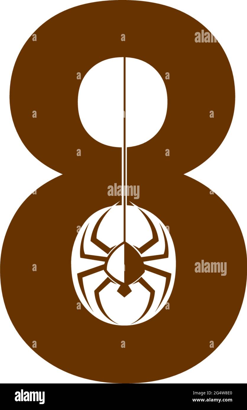 Number 8 with spider icon logo design template vector Stock Vector ...