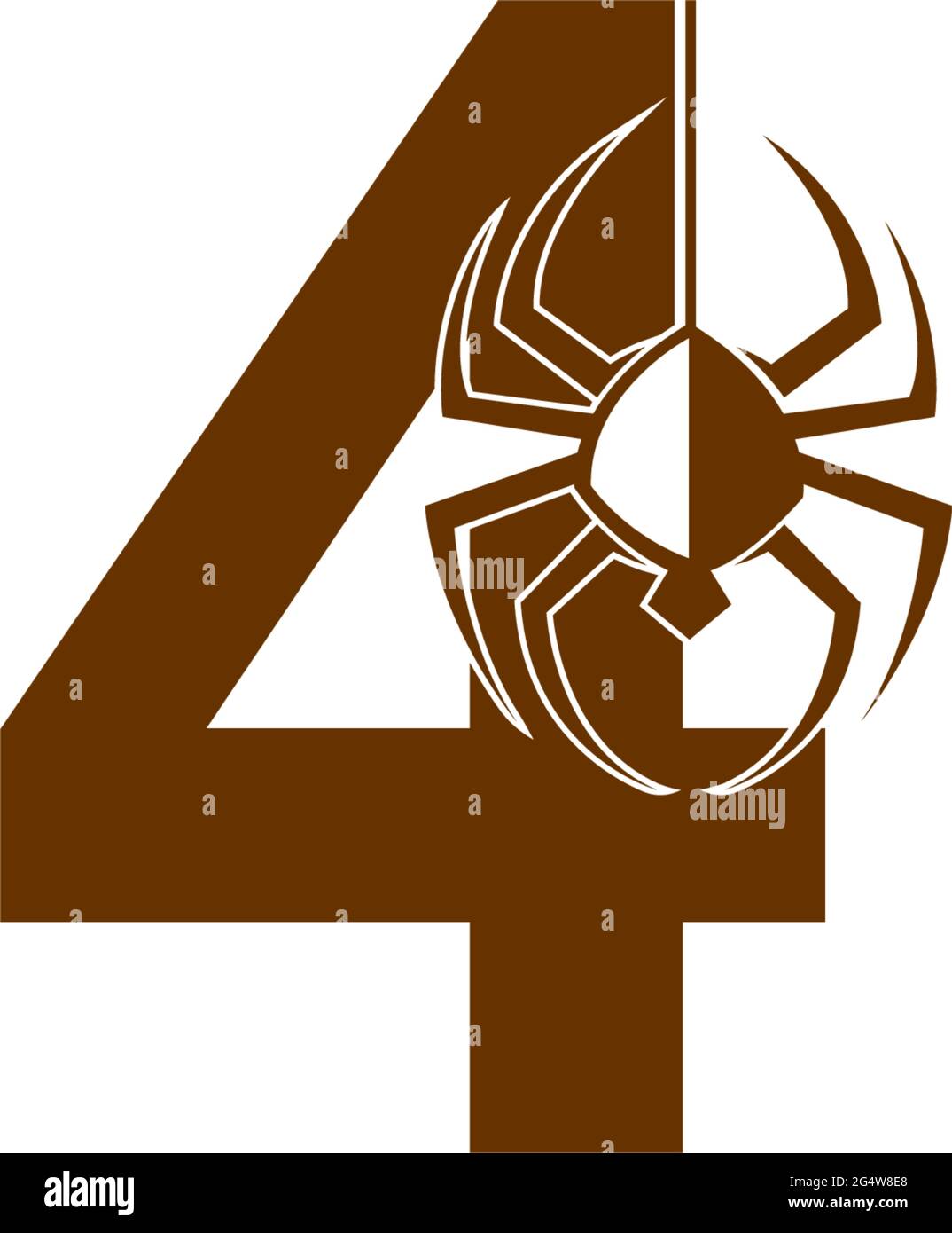 Number 4 with spider icon logo design template vector Stock Vector ...