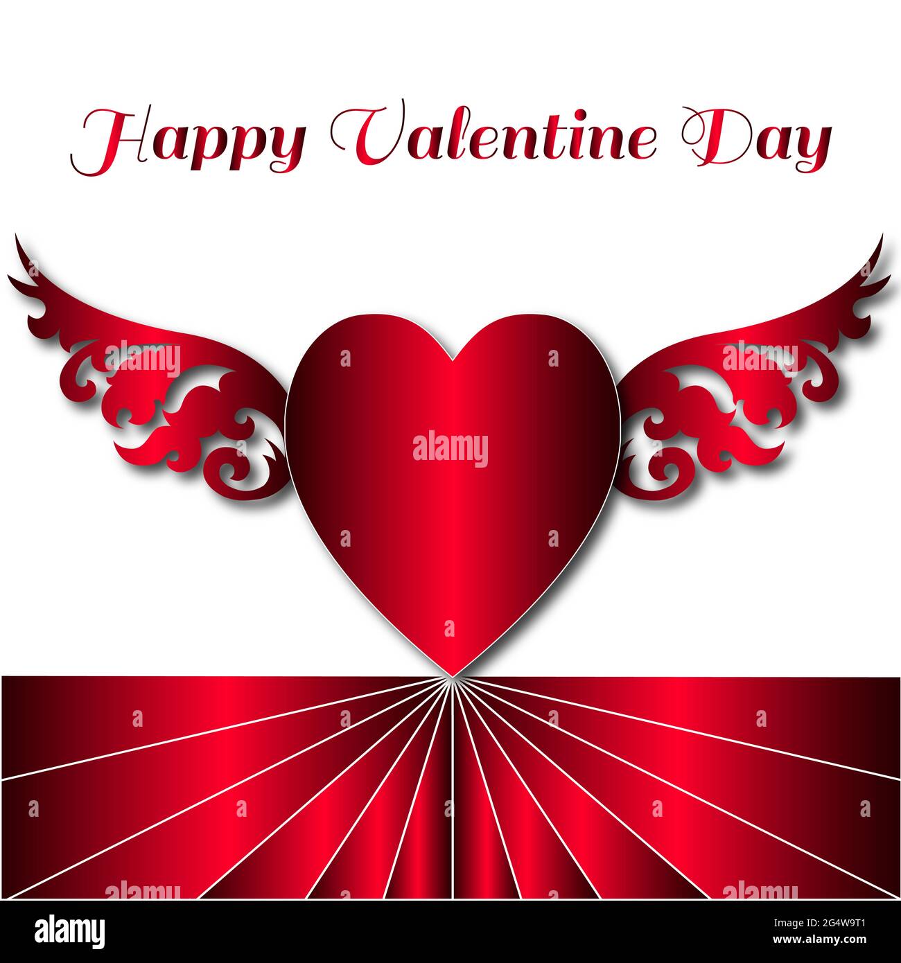 Happy Vaentine Day with Red Heart wings Stock Photo - Alamy