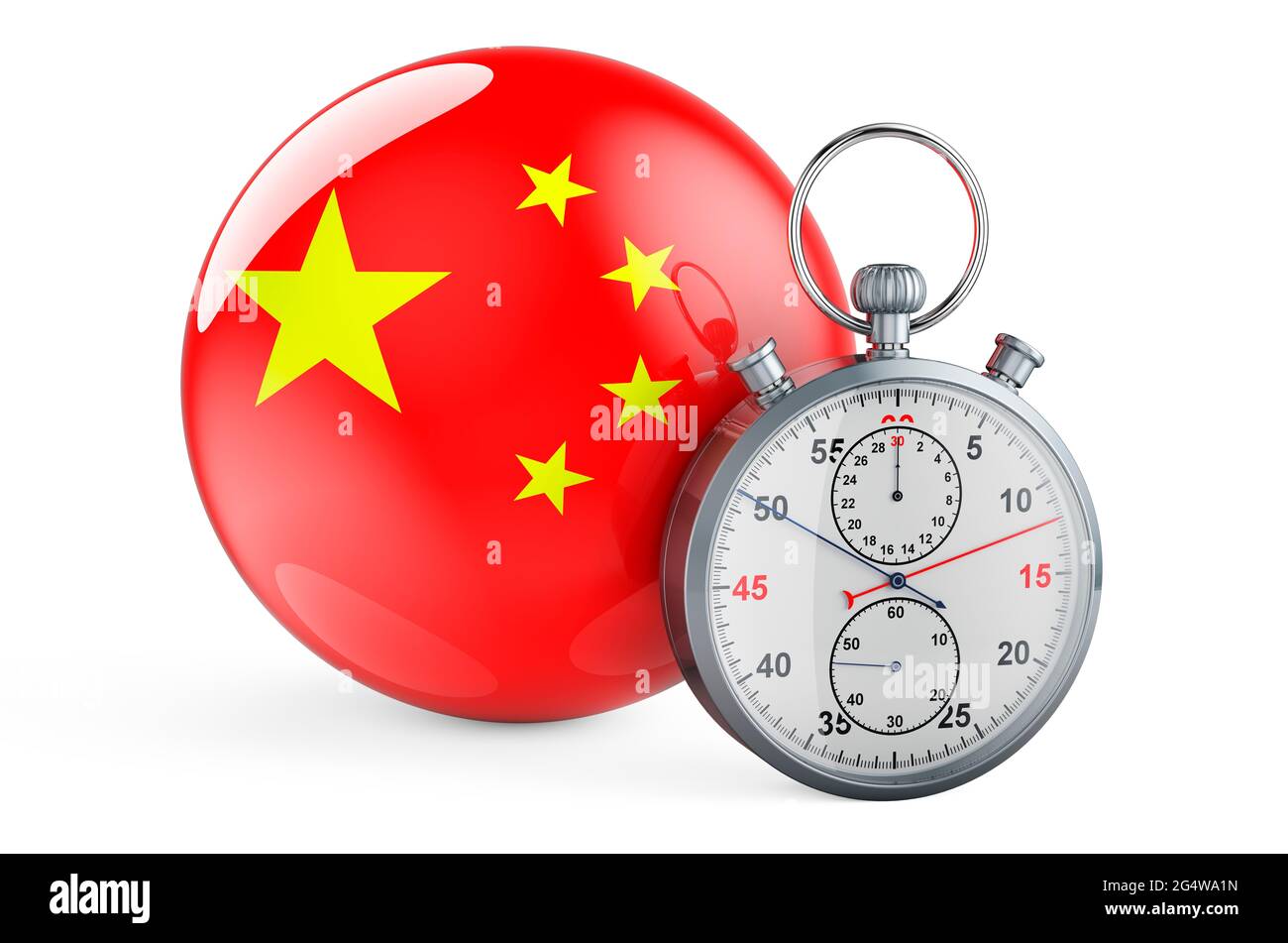 Stopwatch with flag of China, 3D rendering isolated on white background ...