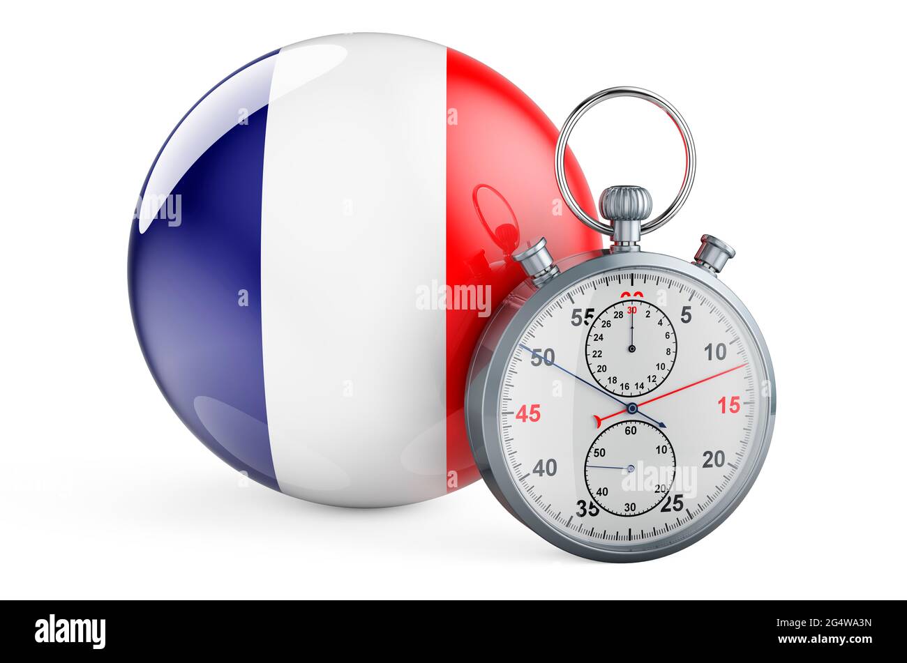Stopwatch with flag of France, 3D rendering isolated on white ...