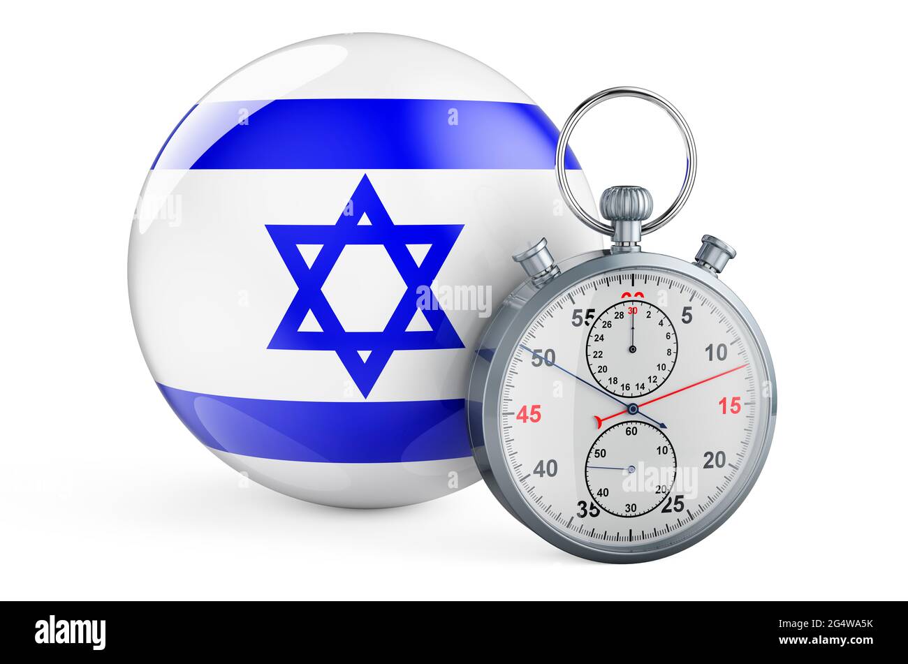 Stopwatch with flag of Israel, 3D rendering isolated on white ...