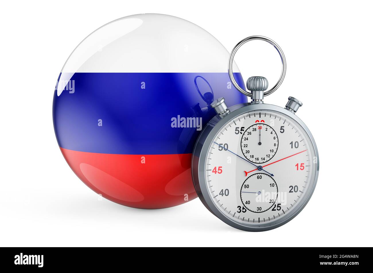 Stopwatch with flag of Russia, 3D rendering isolated on white ...
