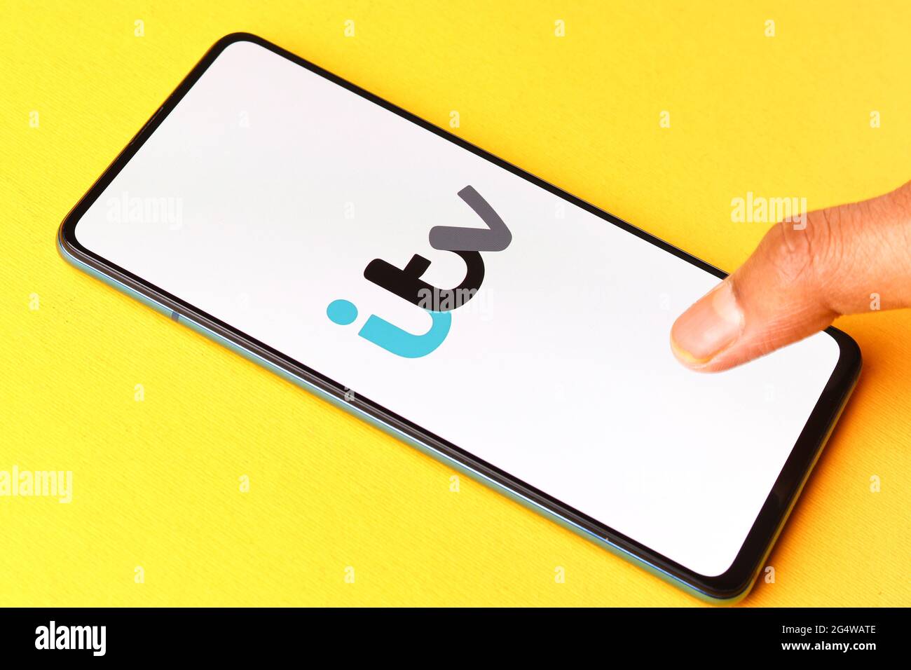 ITV logo on phone screen stock image Stock Photo - Alamy