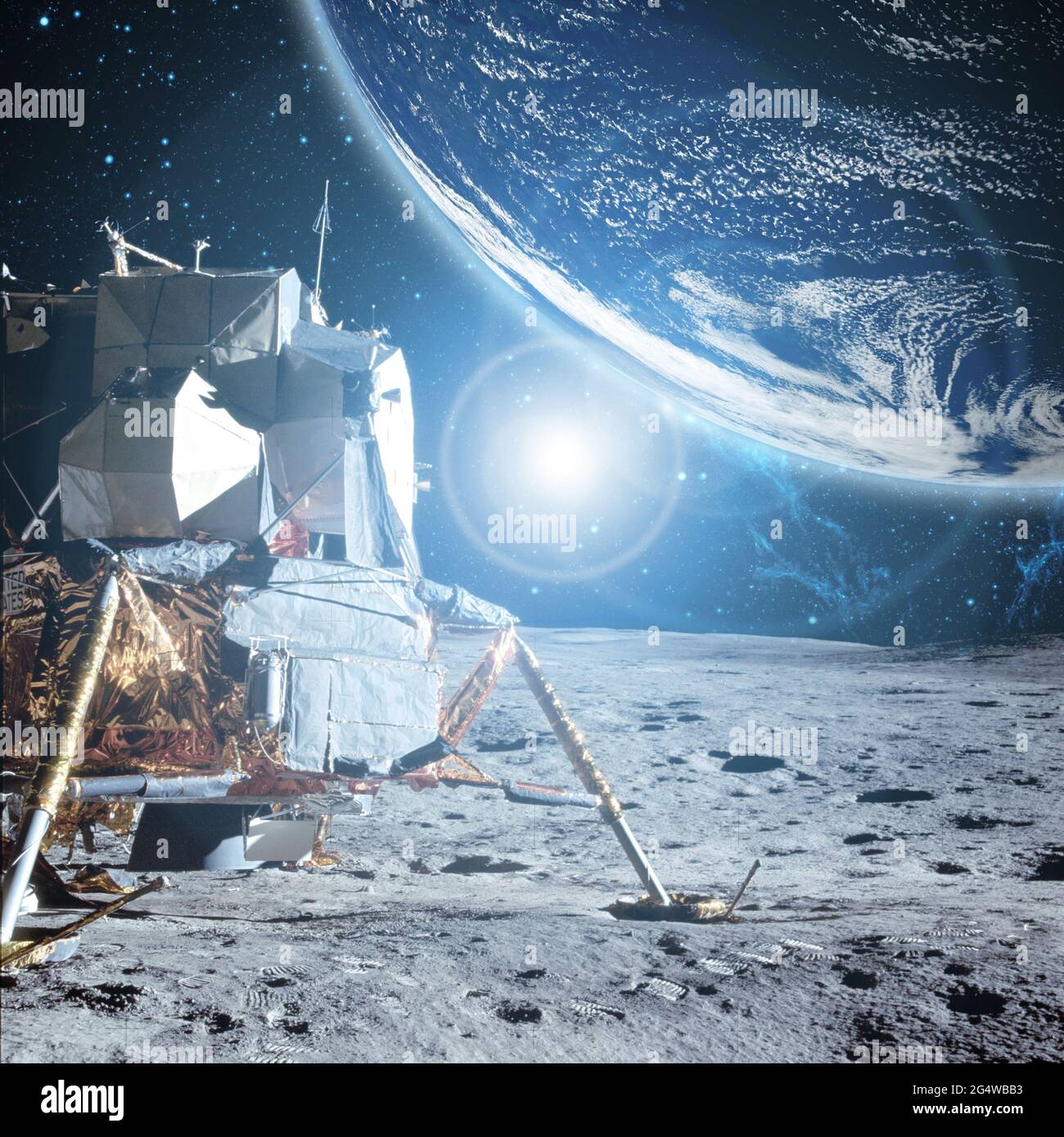 view to planet earth from moon surface. elements of this image ...