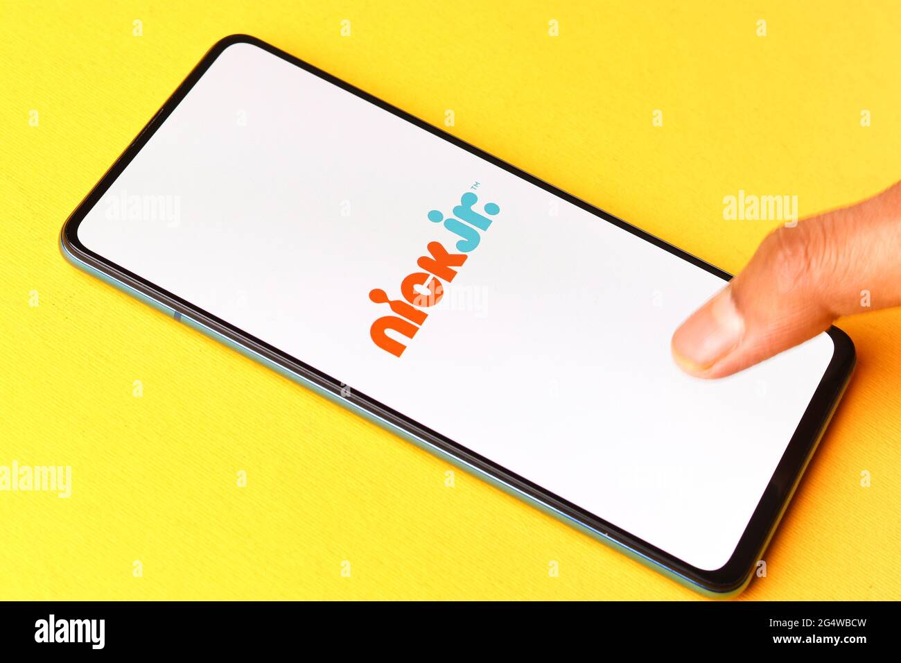 Nick Jr logo on phone screen stock image Stock Photo - Alamy