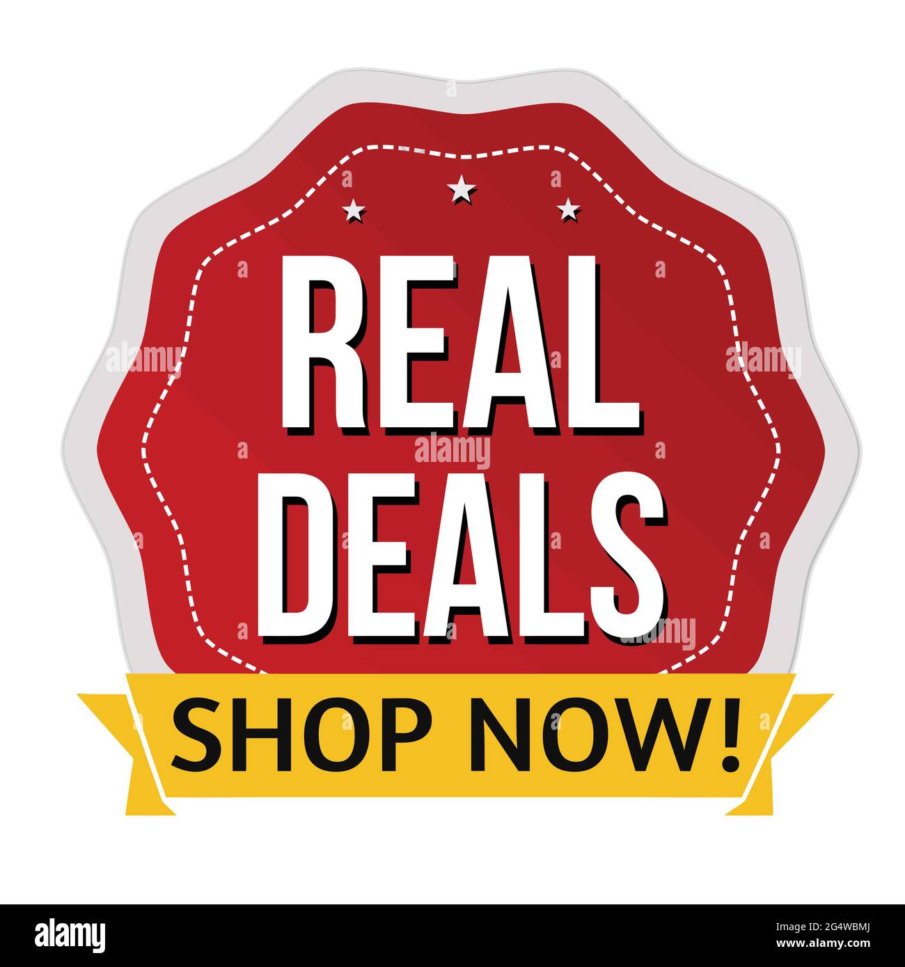 Real deals label or sticker on white background, vector illustration ...