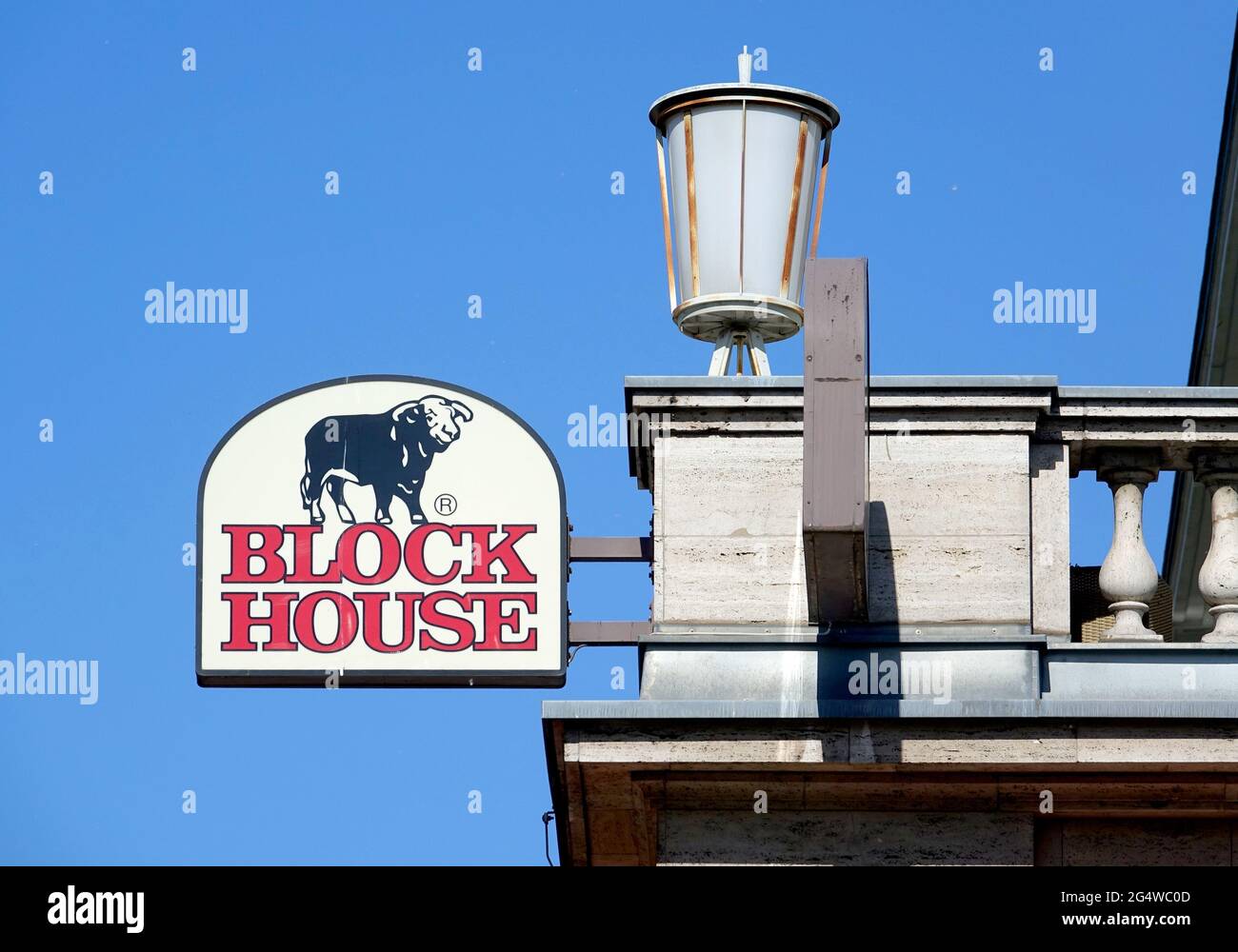 Berlin, Germany. 14th June, 2021. The logo of the Block House ...