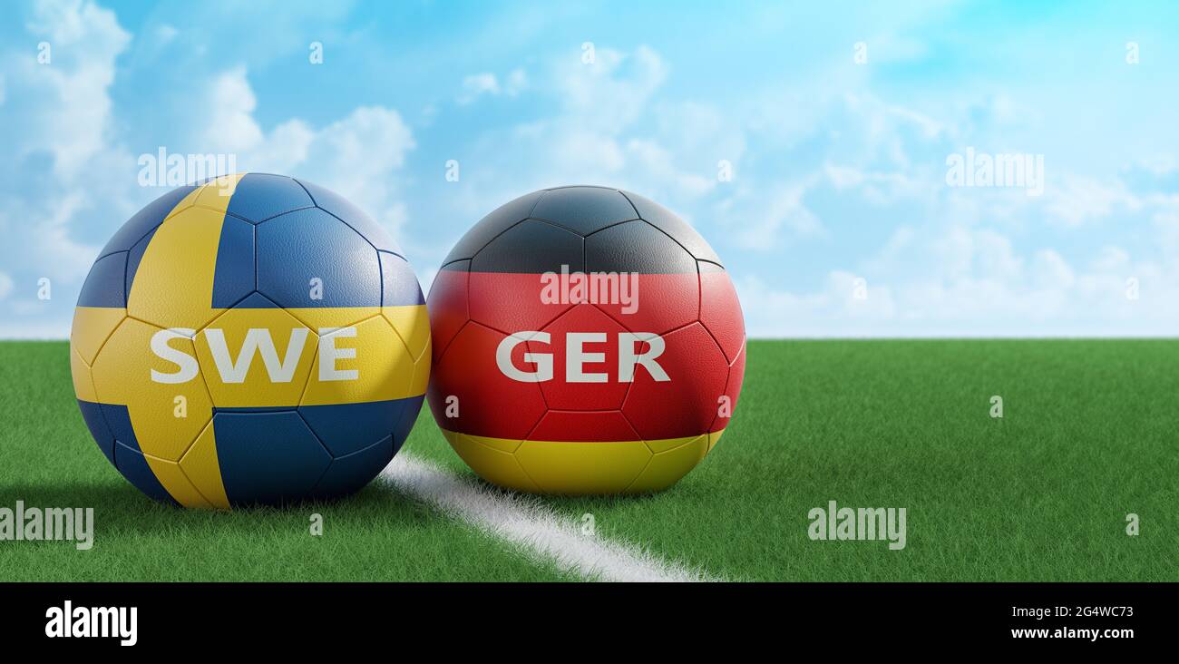 Sweden vs. Germany Soccer Match - Leather balls in Sweden and Germany ...