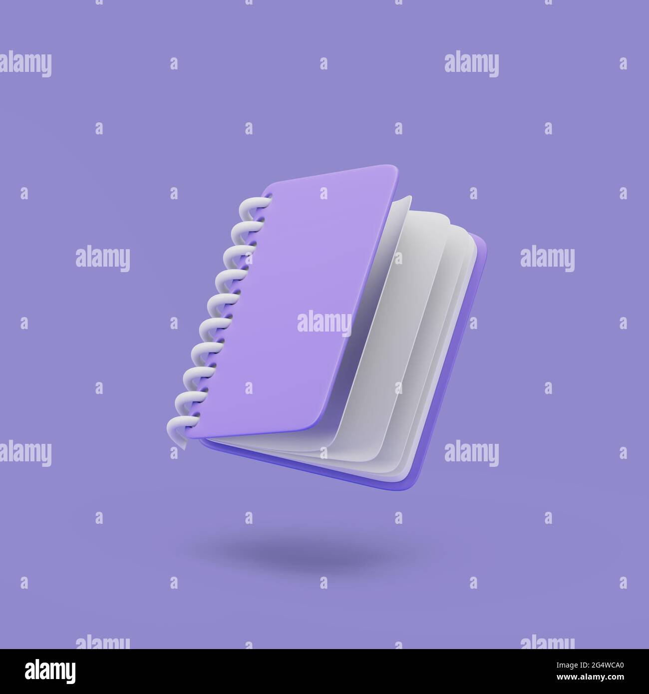 Violet empty notepad on pastel background. Simple 3d render ...
