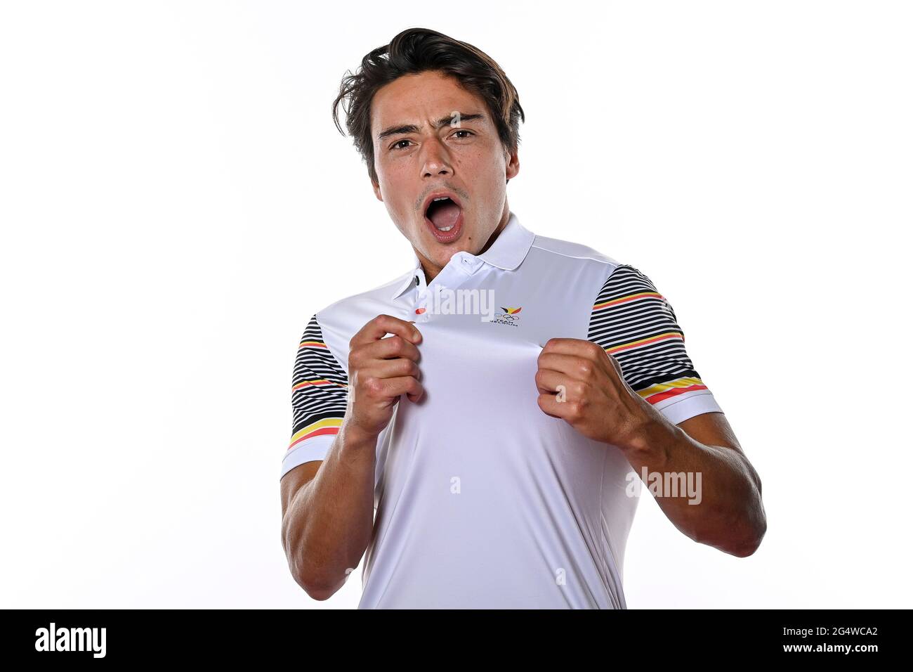 Belgian hockey player Thomas Briels pictured during a photoshoot for ...