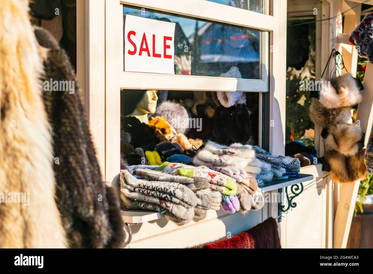 traditional souvenir shop with wool and colorful threads Stock Photo ...
