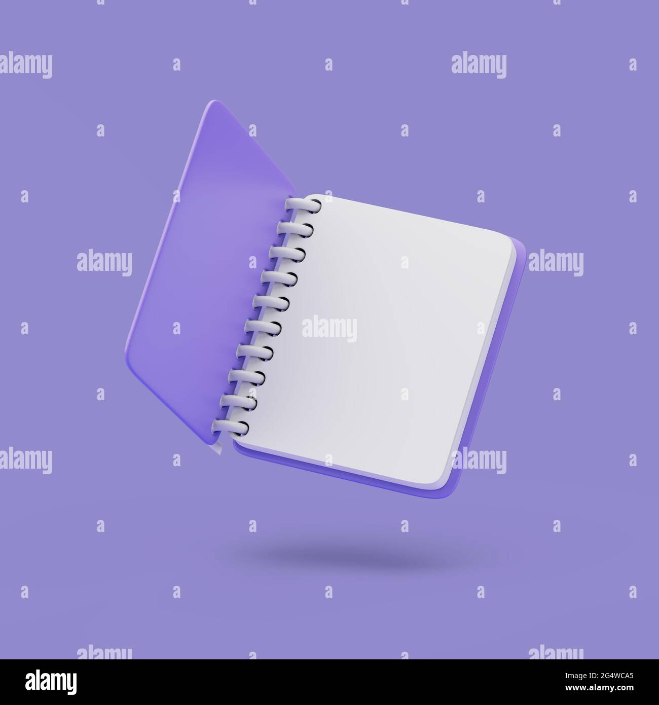 Violet empty notepad on pastel background. Simple 3d render ...