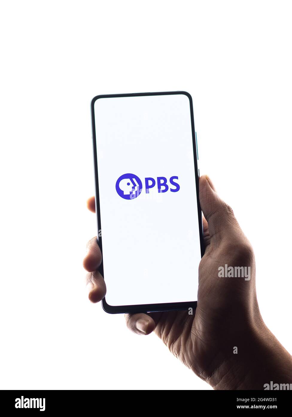 PBS tv logo on phone screen stock image Stock Photo - Alamy
