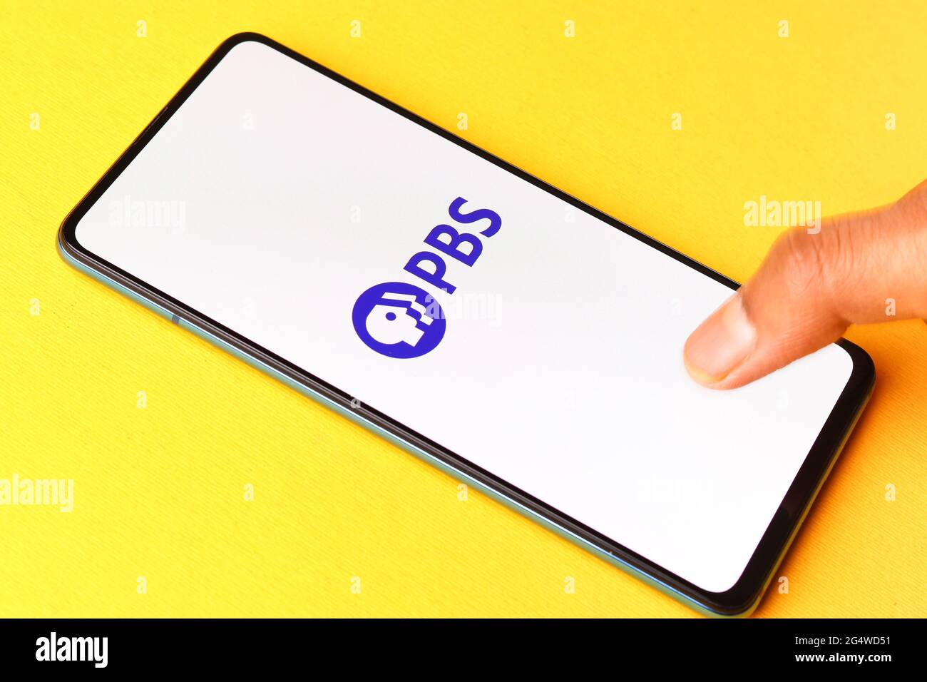 PBS tv logo on phone screen stock image Stock Photo - Alamy