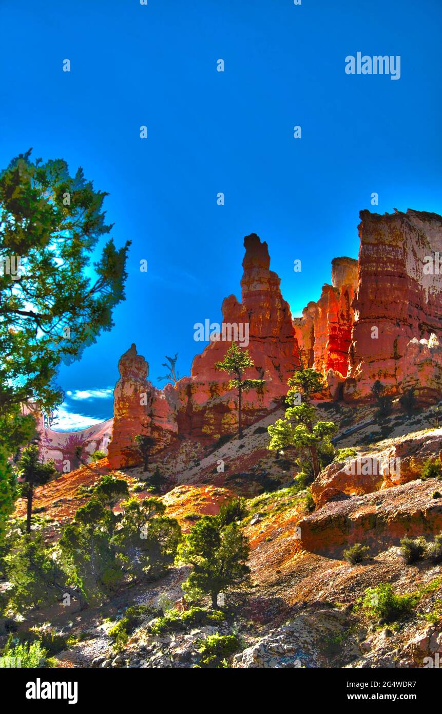 Grand canyon. Beautiful nature scene. 3D rendering Stock Photo - Alamy