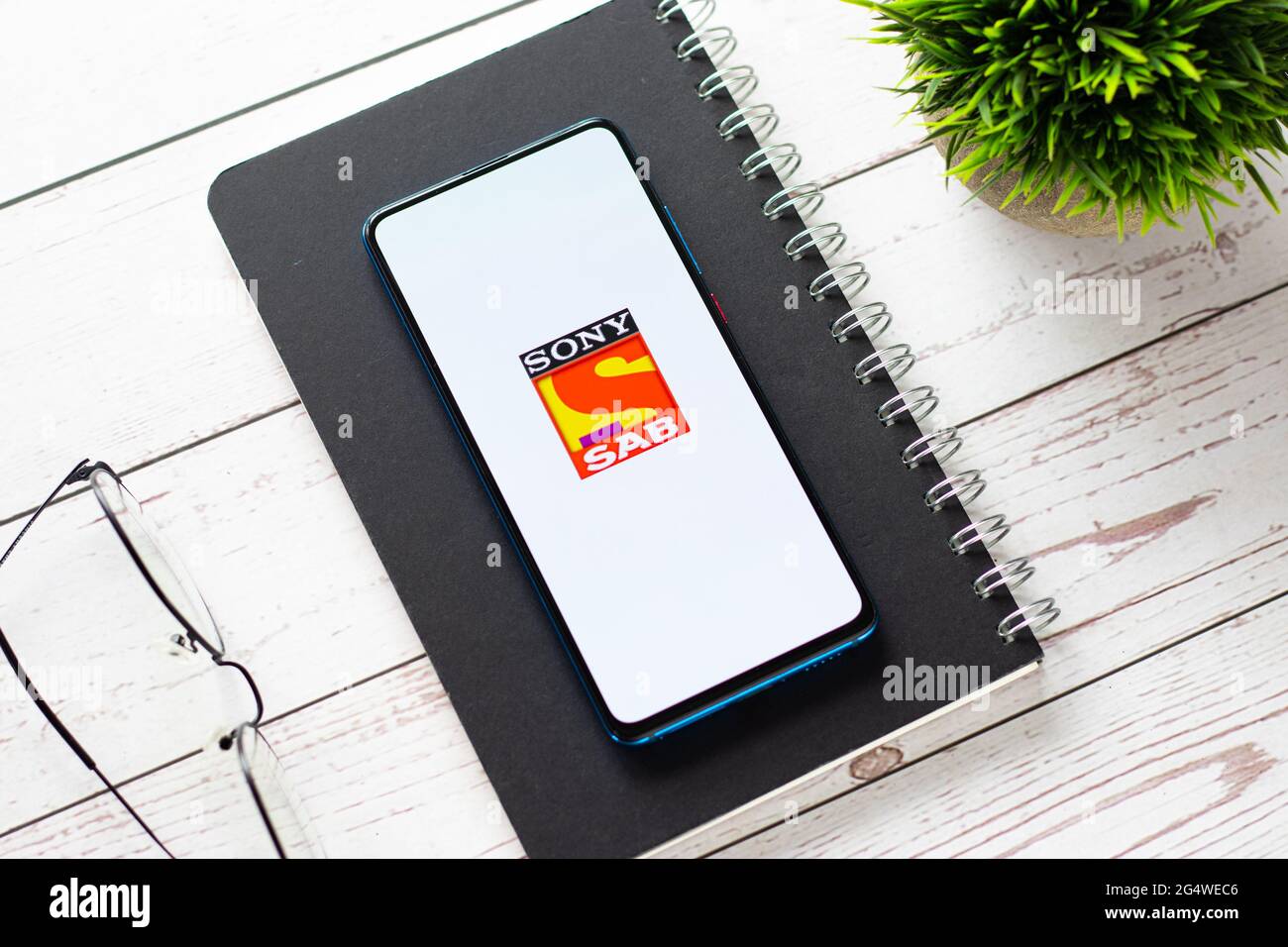 SONY SAB tv logo on phone screen stock image Stock Photo - Alamy