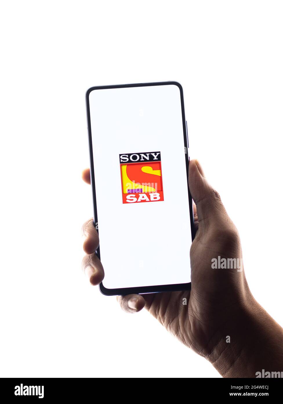 SONY SAB tv logo on phone screen stock image Stock Photo - Alamy