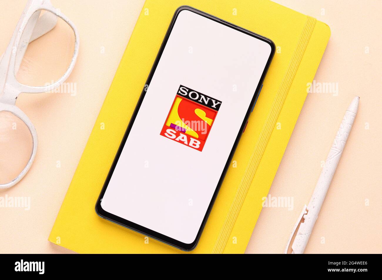 SONY SAB tv logo on phone screen stock image Stock Photo - Alamy