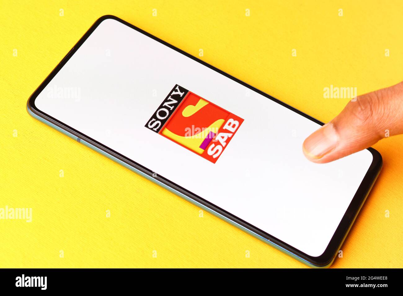 SONY SAB tv logo on phone screen stock image Stock Photo - Alamy