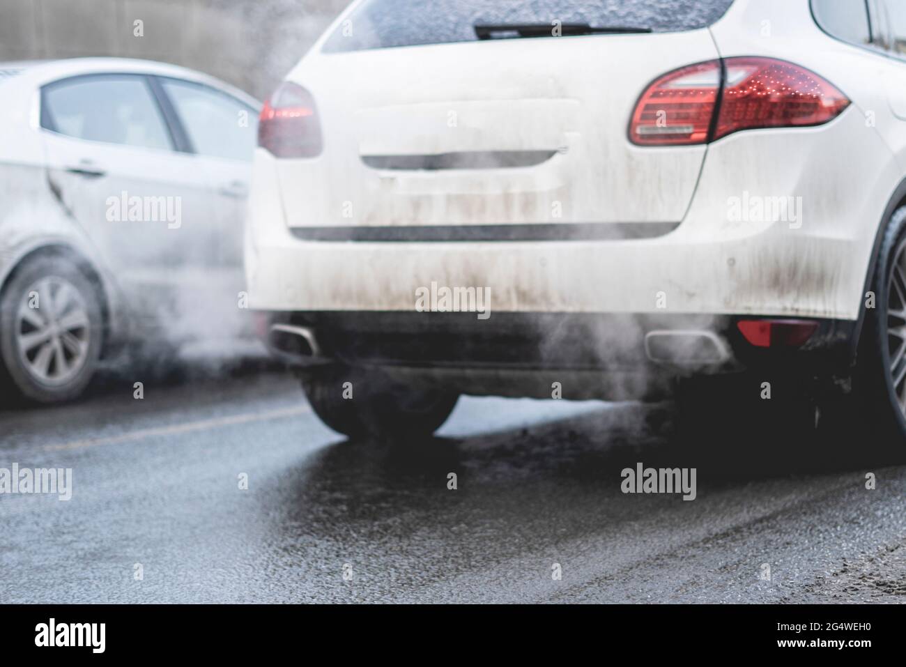 car pipe exhaust release smoke. air pollution concept Stock Photo - Alamy