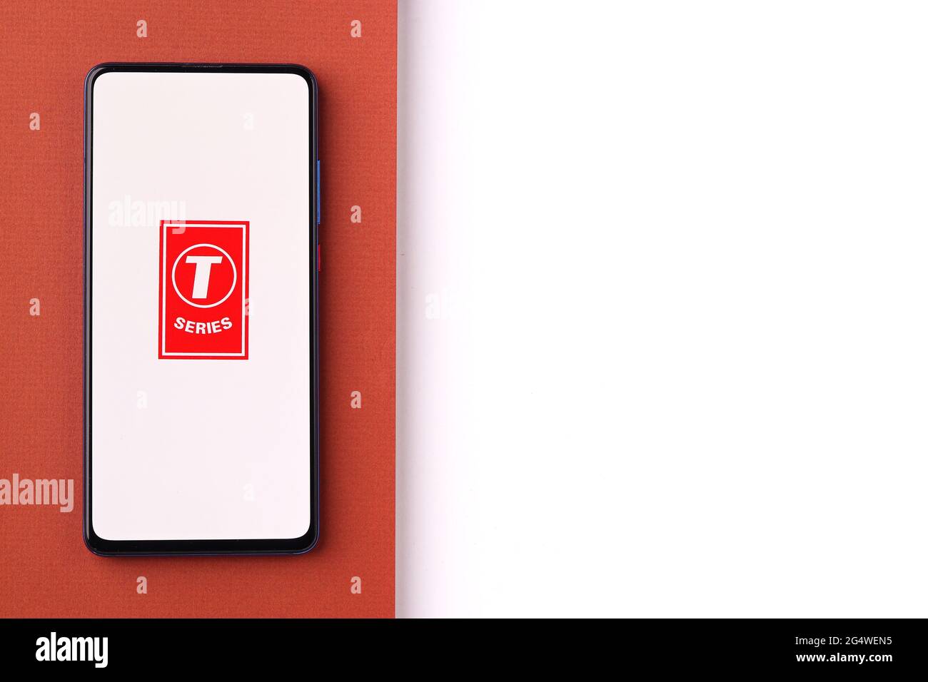 T-Series logo on phone screen stock image Stock Photo - Alamy