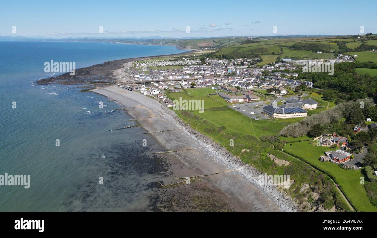 Aberaeron Wales beach Aerial image Stock Photo - Alamy