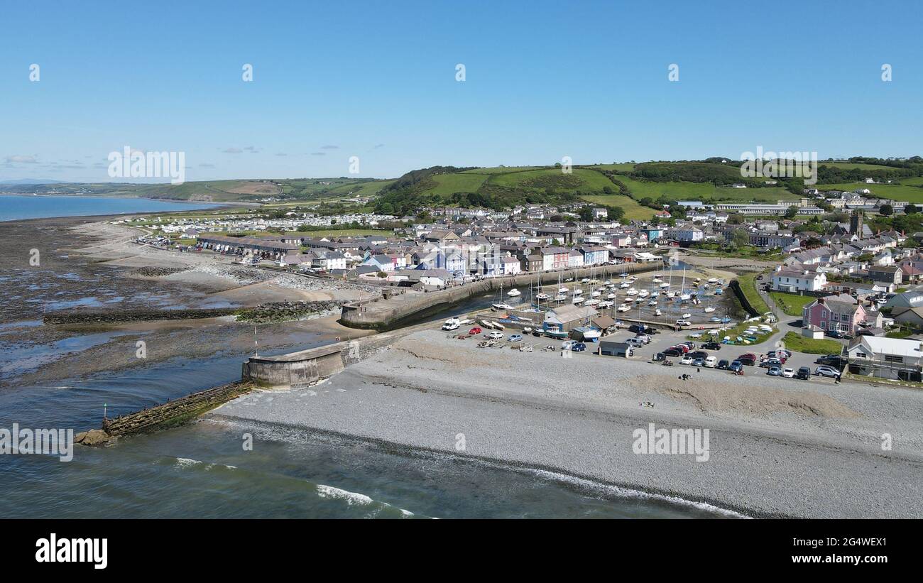 Aberaeron Wales seaside town and harbour Aerial Stock Photo - Alamy