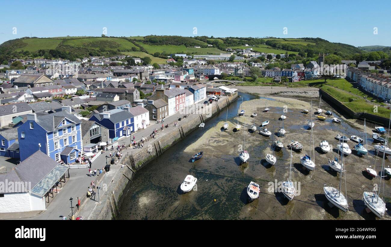 Aberaeron Wales seaside town and harbour Aerial Stock Photo - Alamy