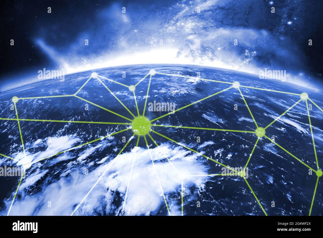 global network. communication concept on planet earth, view from space ...