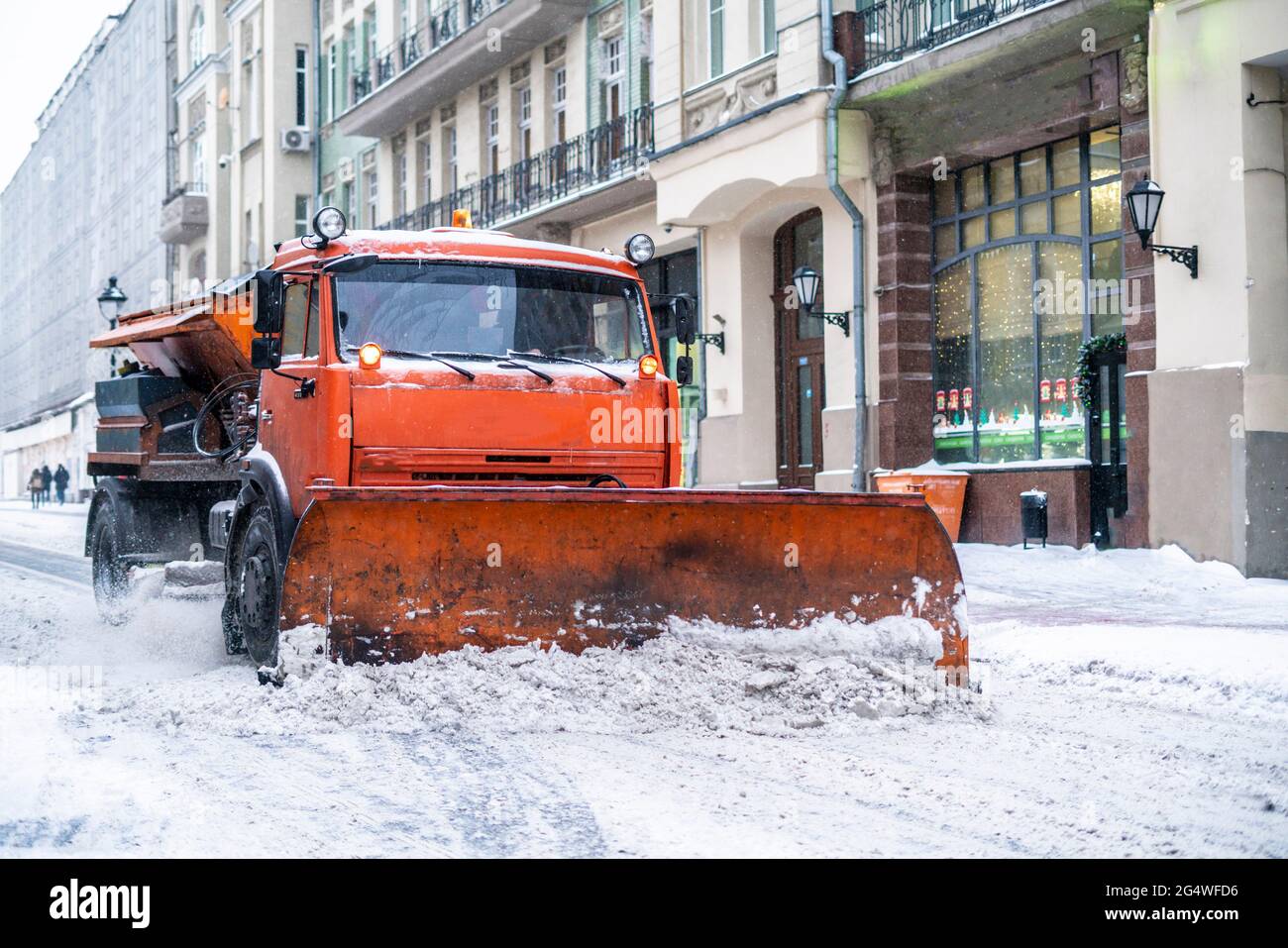 snow remove machine with crew in the streets Stock Photo - Alamy