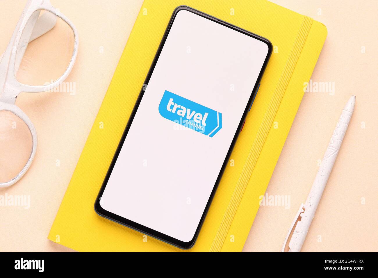 Travel Channel tv logo on phone screen stock image Stock Photo - Alamy